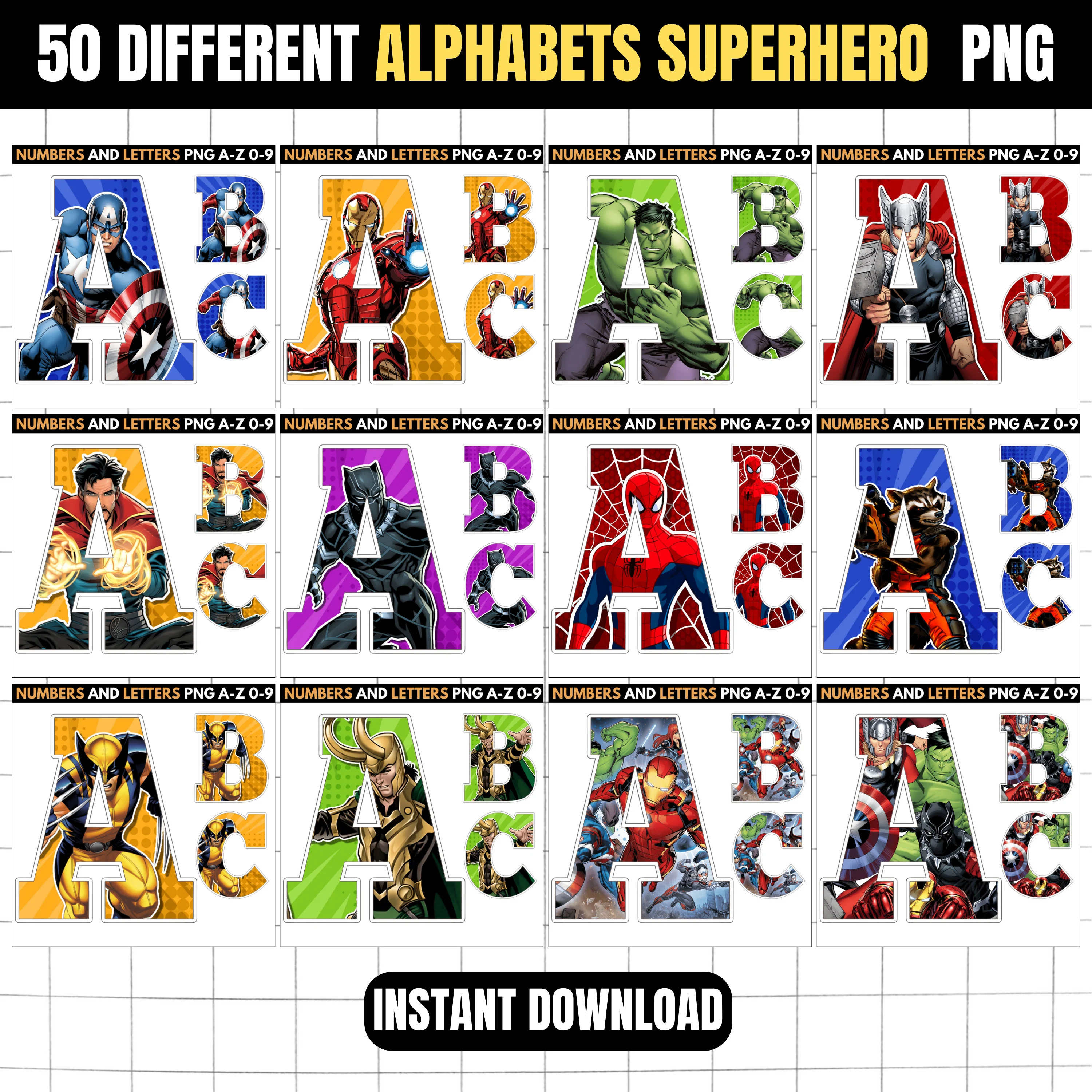 MEGA PACK 50 ALPHABET - Each Alphabet Contains 45 Images png - Total of ...