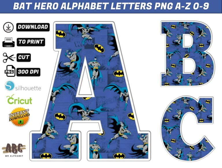 Batman Alphabet Letters png - MR ALPHABETS