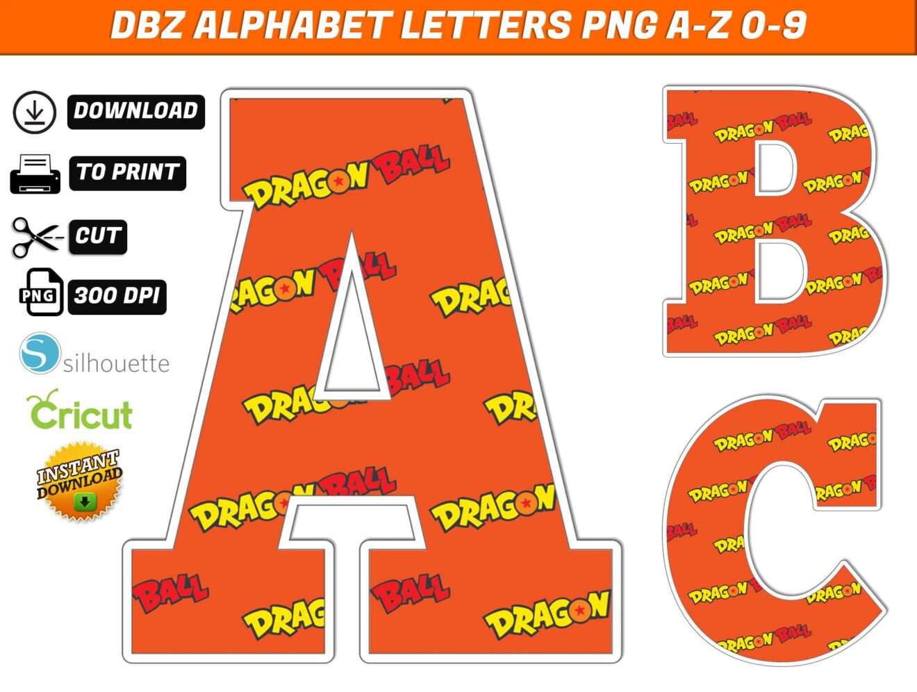 Dragon Ball Alphabet Letters png 2 - MR ALPHABETS
