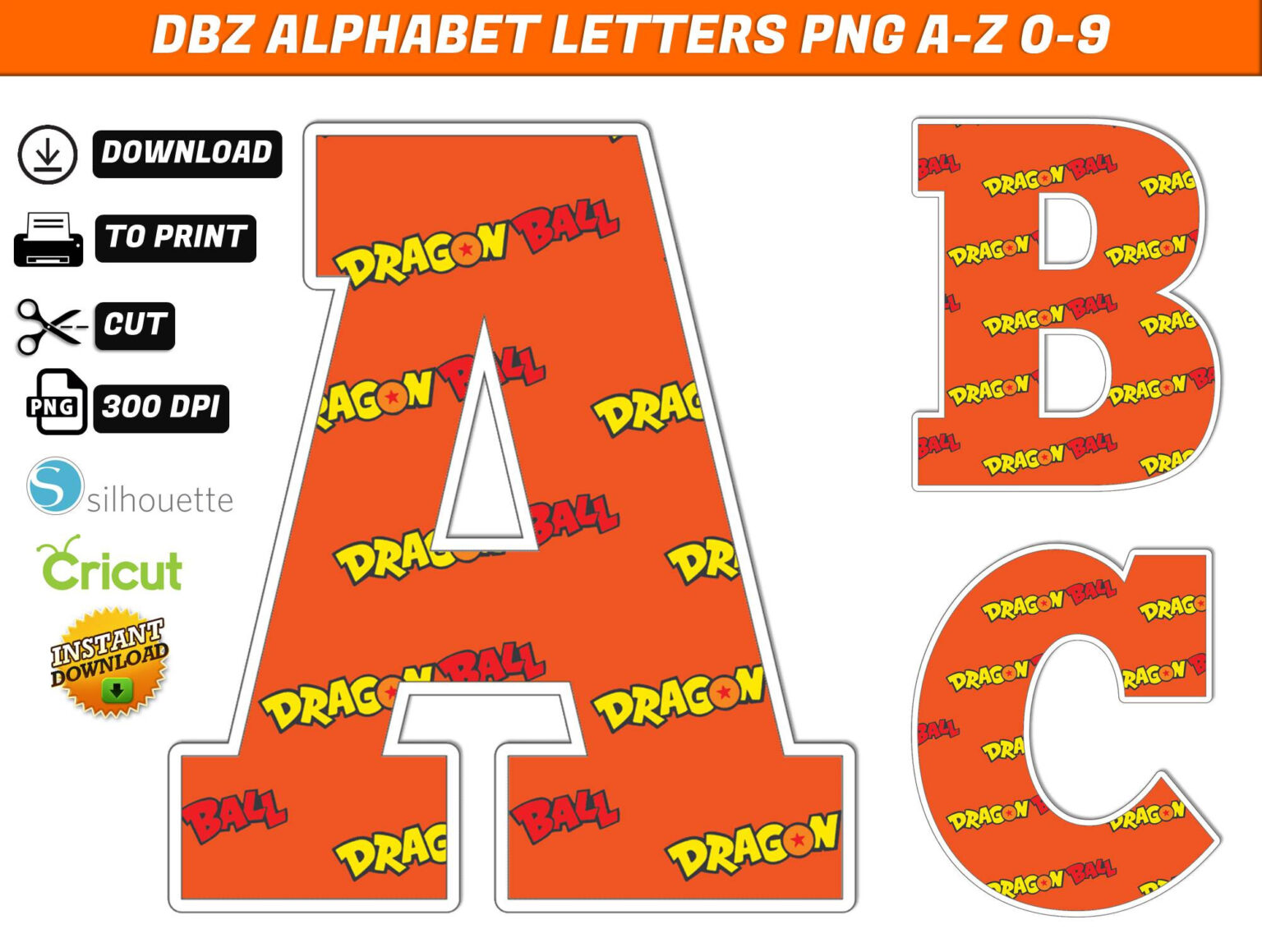 Dragon Ball Alphabet Letters png 2 - MR ALPHABETS