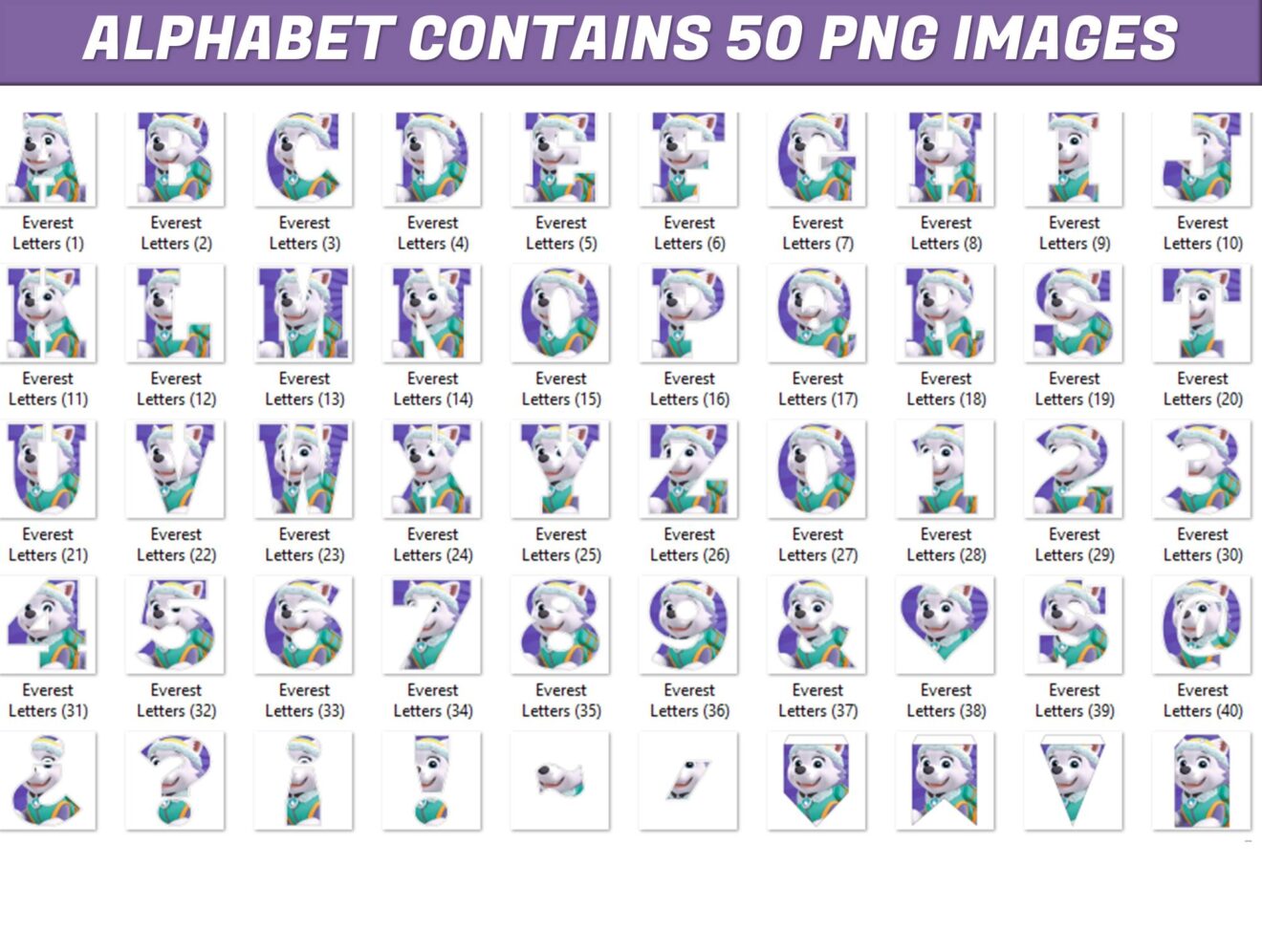 Everest Alphabet Letters png - MR ALPHABETS