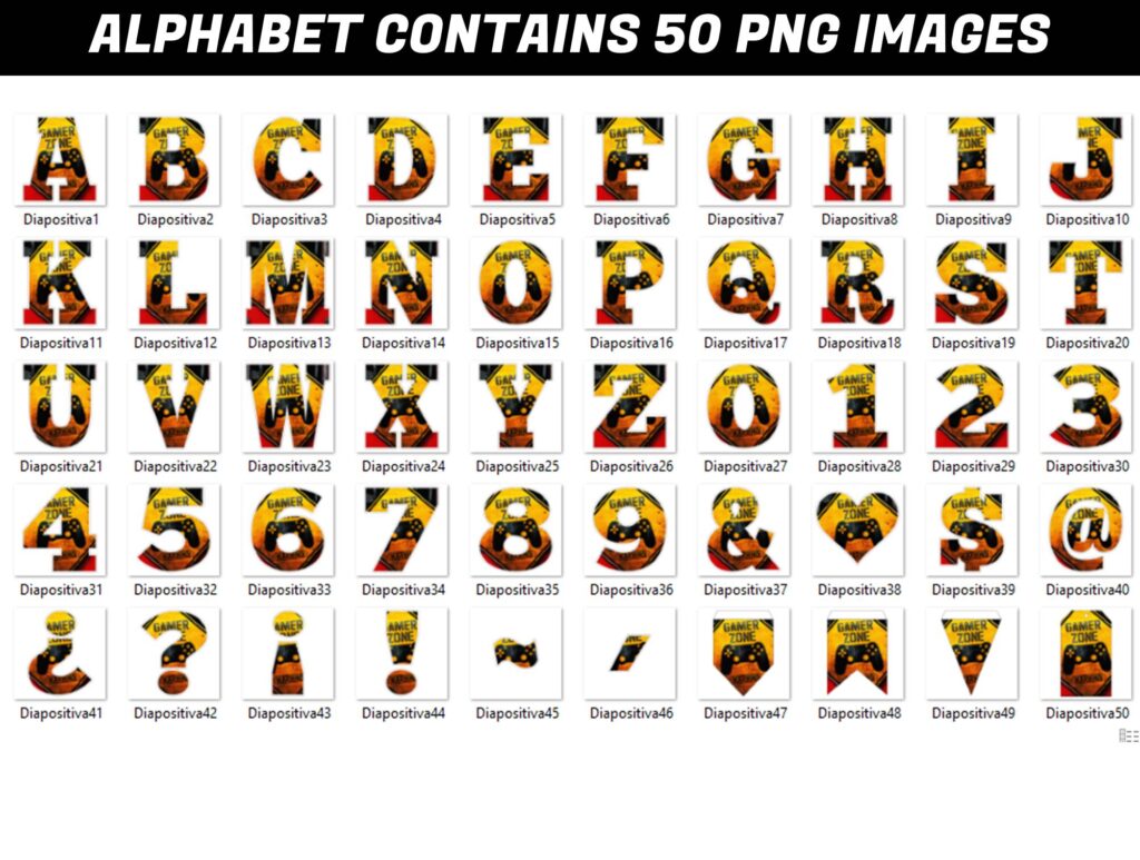 Gamer Alphabet Letters png - MR ALPHABETS