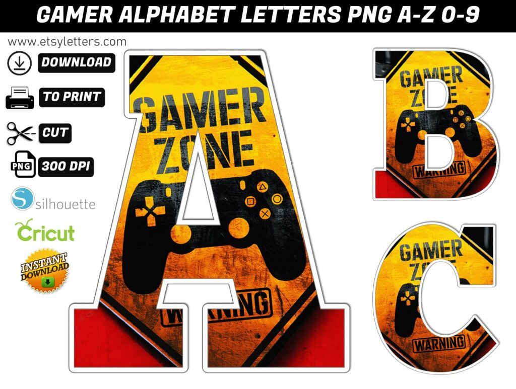 Gamer Alphabet Letters png - MR ALPHABETS