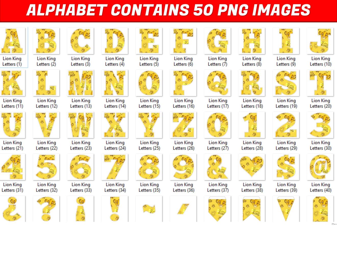 Lion King Alphabet Letters png - MR ALPHABETS