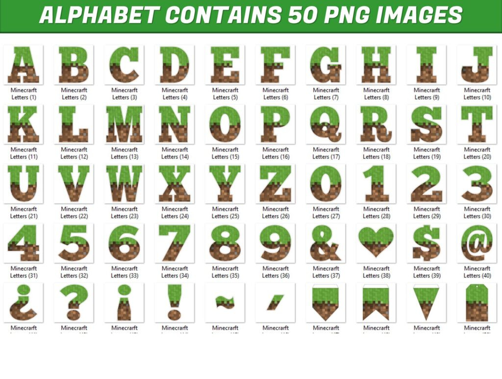 Minecraft Alphabet Letters png - MR ALPHABETS