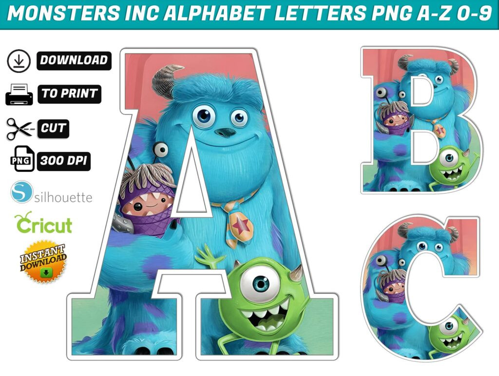 Monsters Inc Alphabet Letters png - MR ALPHABETS