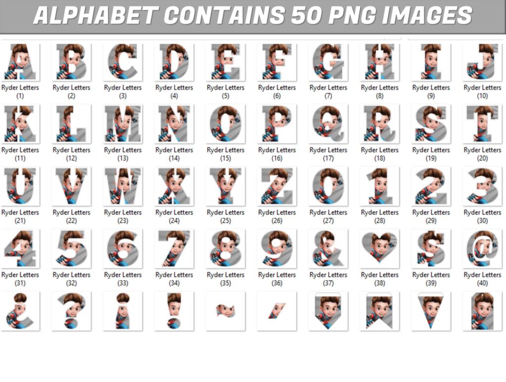 Ryder Alphabet Letters png - MR ALPHABETS
