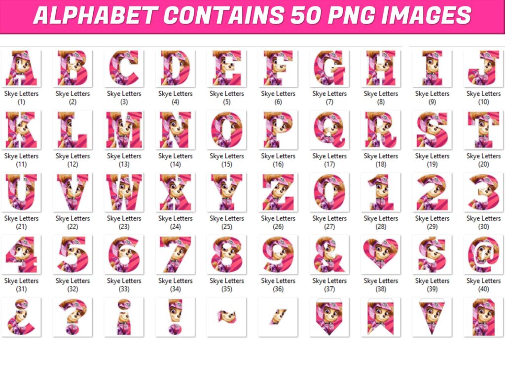 Skye Alphabet Letters png - MR ALPHABETS