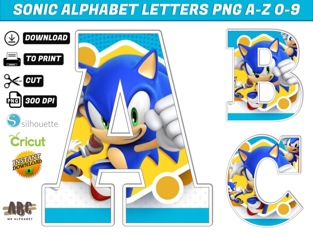 Sonic Alphabet Letters png 2 - MR ALPHABETS