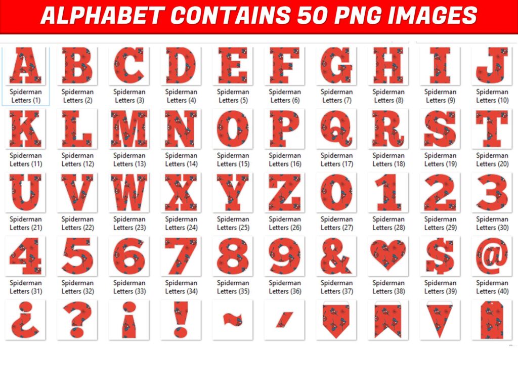 Spiderman Alphabet Letters png 3 - MR ALPHABETS