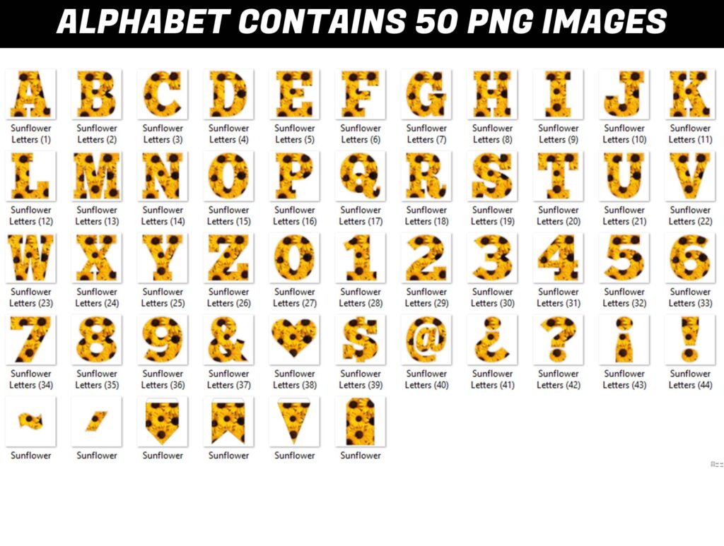 Sunflower Alphabet Letter png - MR ALPHABETS