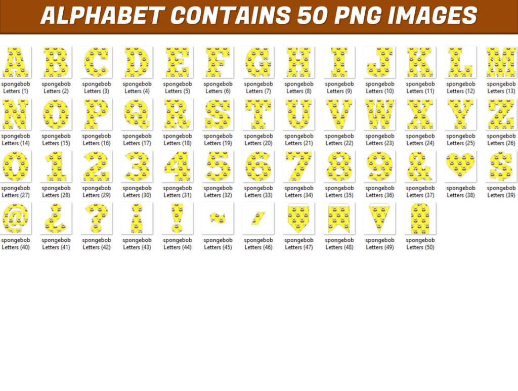 Spongebob Alphabet Letters png - MR ALPHABETS