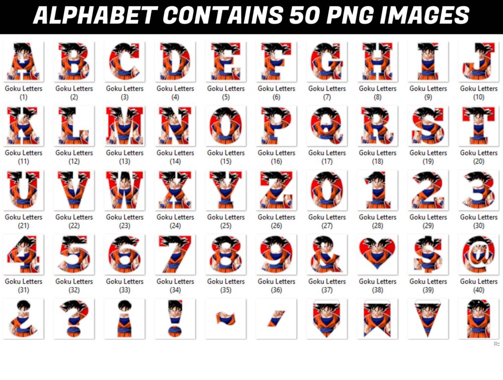 Dragon Ball Alphabet Letters png 2 - MR ALPHABETS