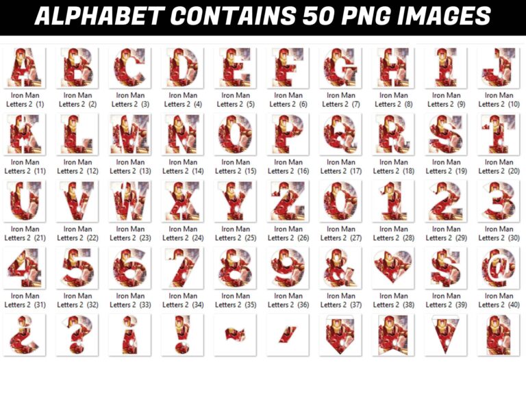 Iron Man Alphabet Letters png 2 - MR ALPHABETS