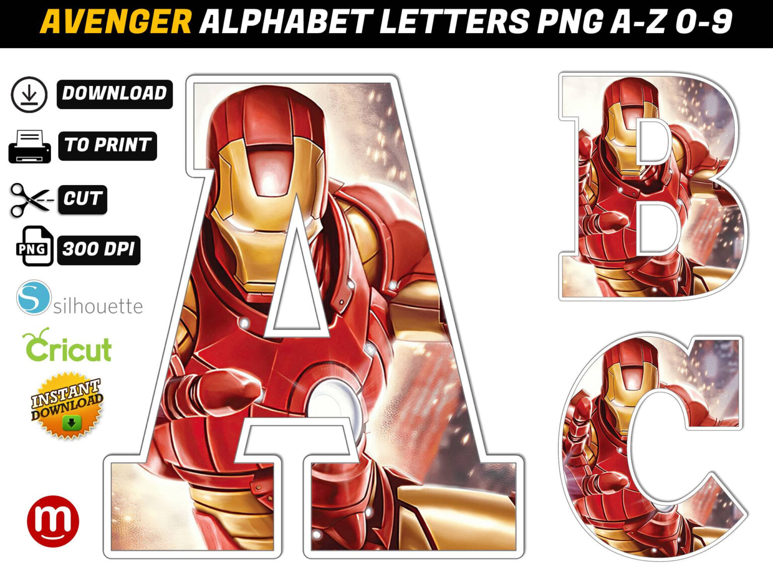 Avengers Alphabet Letters png 4 - MR ALPHABETS