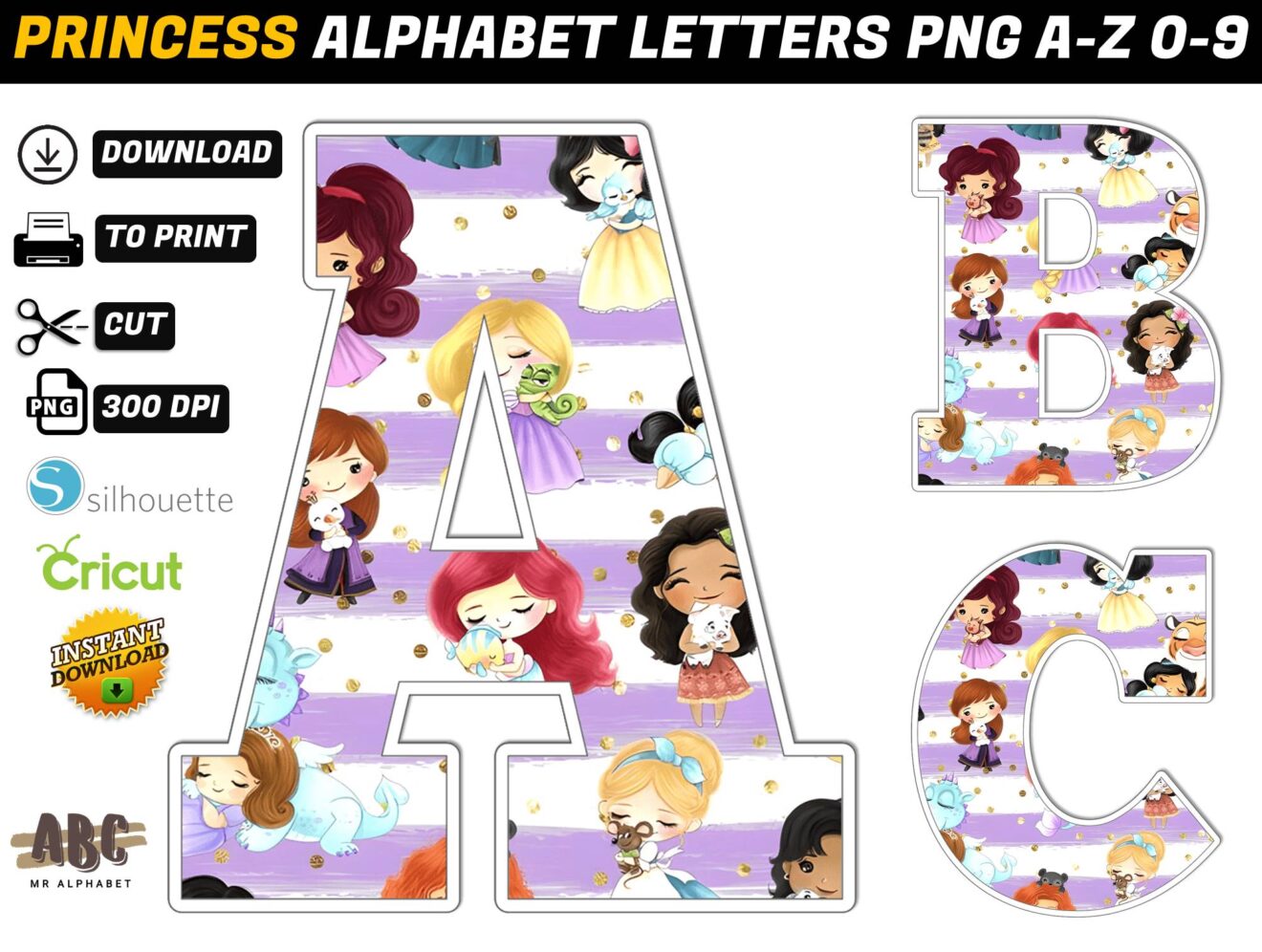 Little Princess Alphabet Letters png - MR ALPHABETS