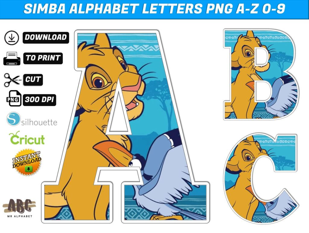 Lion King Alphabet Letters png 2 - MR ALPHABETS