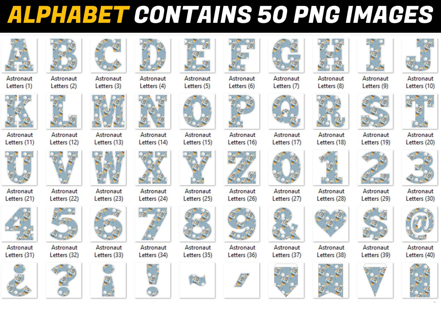 Space Alphabet Letters png 1 - MR ALPHABETS