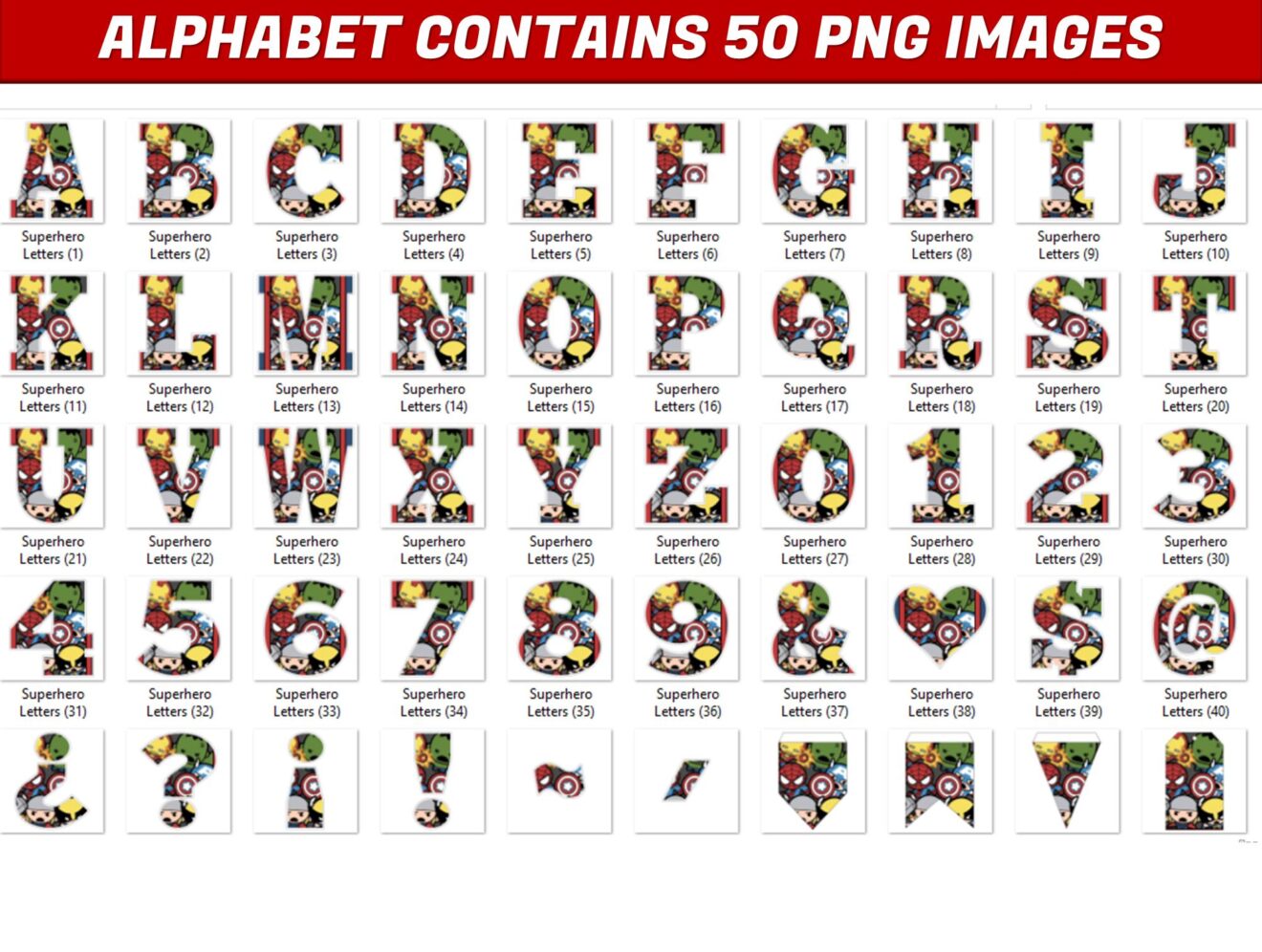 Superhero Alphabet Letters png 2 - MR ALPHABETS