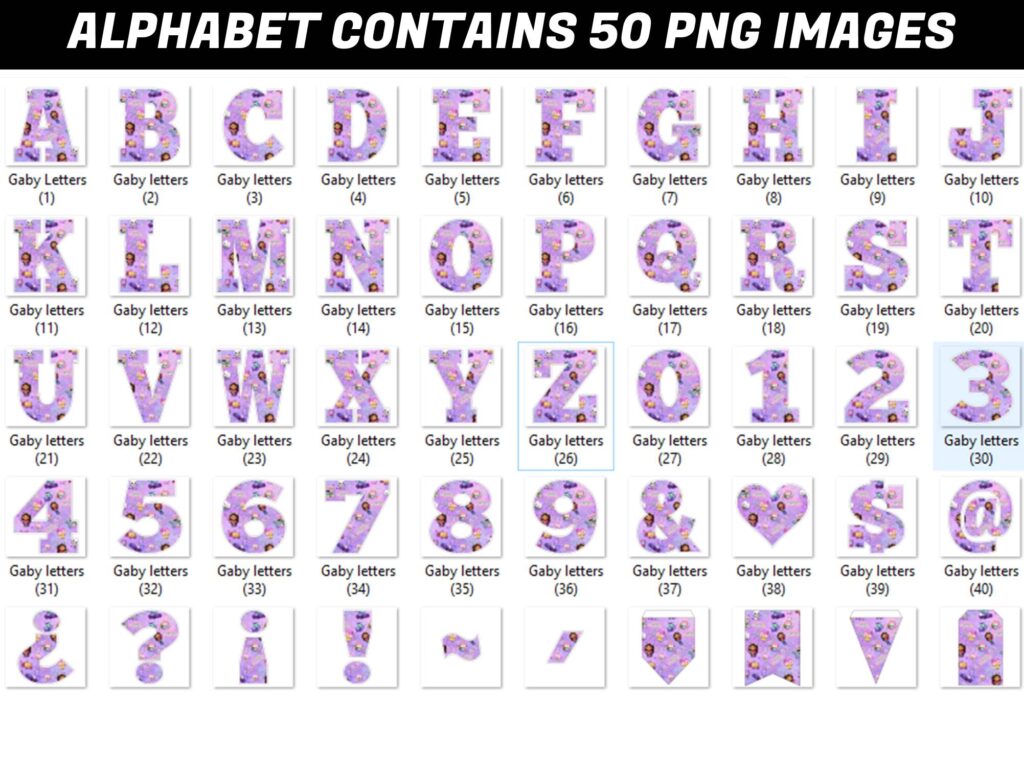 Gabbys Dollhouse Alphabet Letters png - MR ALPHABETS