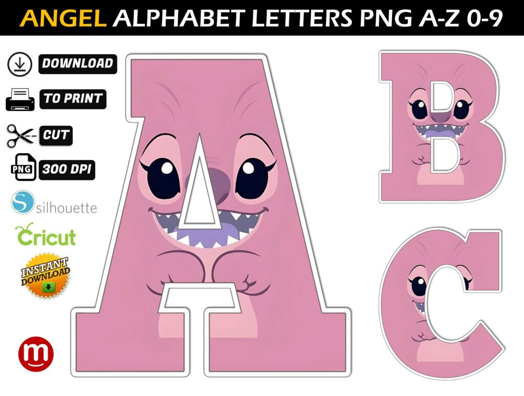 Angel Alphabet Letters png - MR ALPHABETS