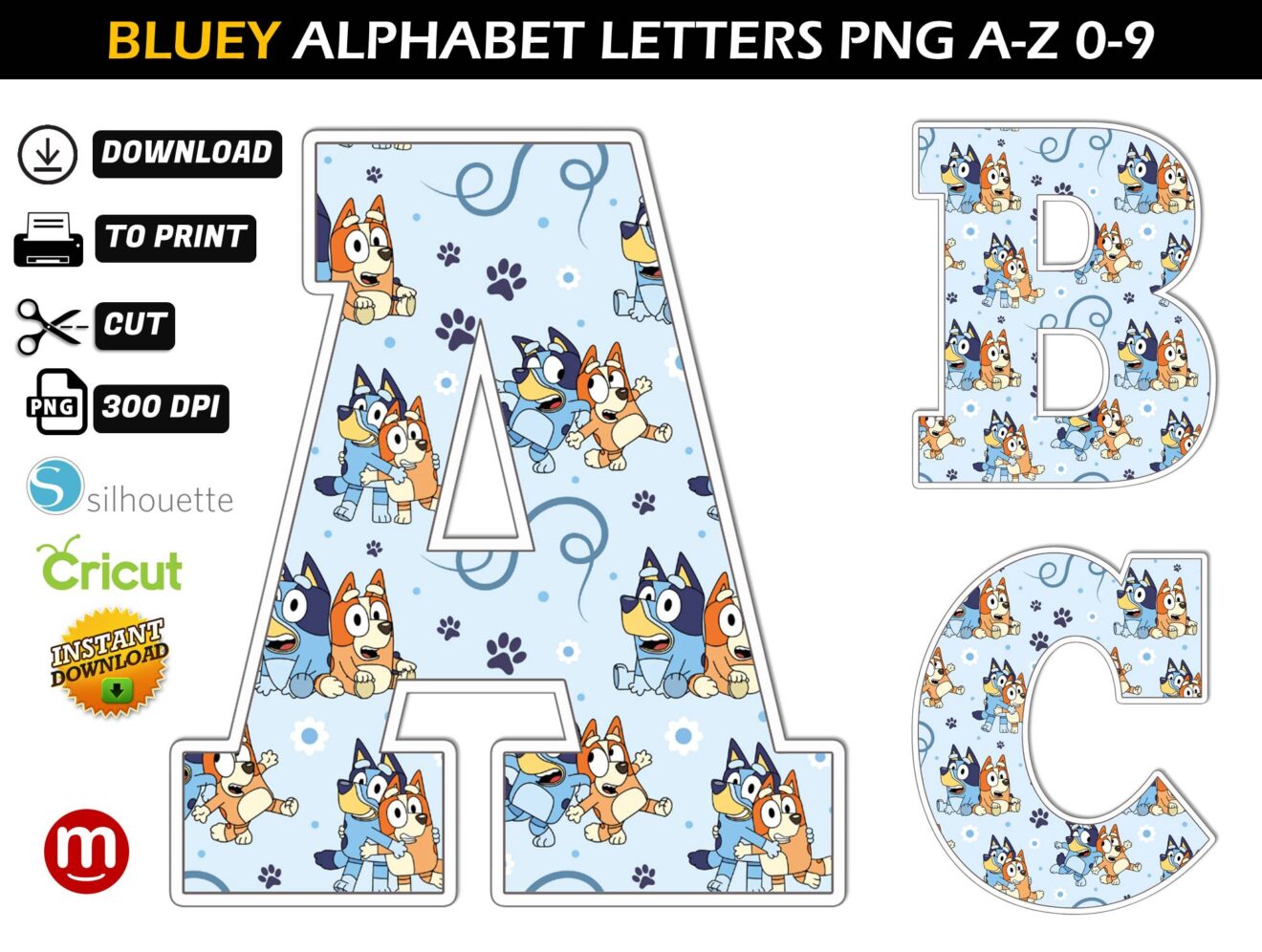 Bluey Alphabet Letters png - MR ALPHABETS