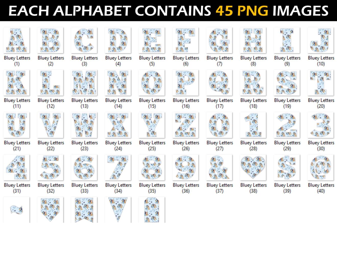 Bluey Alphabet Letters png 2 - MR ALPHABETS