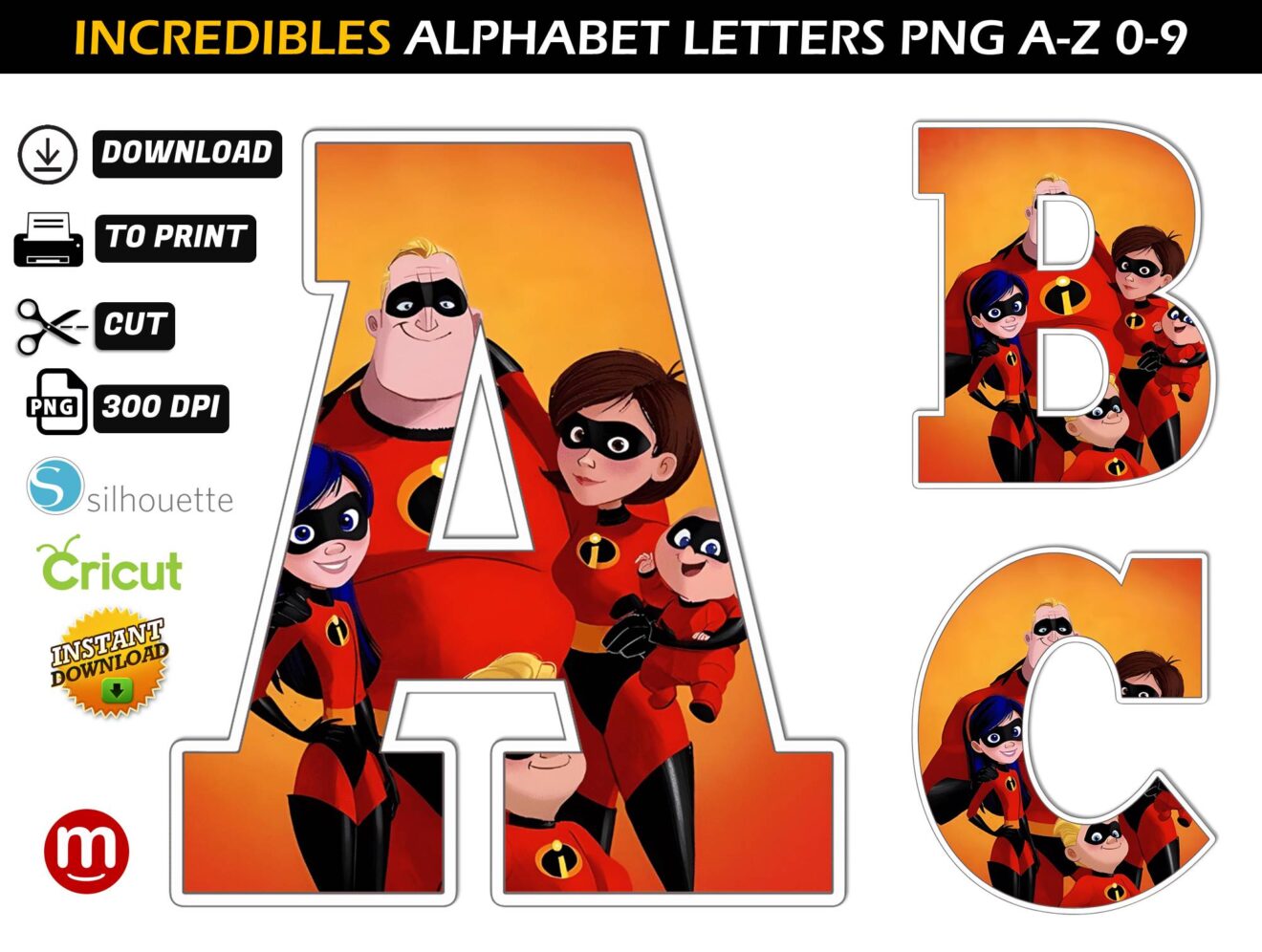 Incredibles Alphabet Letters png - MR ALPHABETS