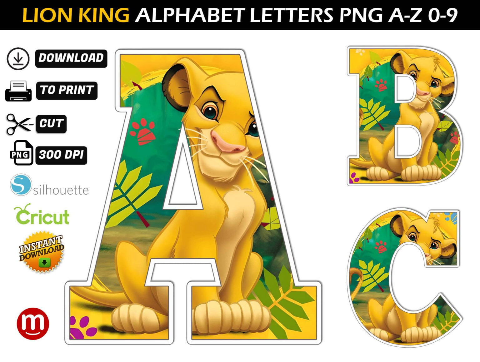 Lion King Alphabet Letters png 2 - MR ALPHABETS