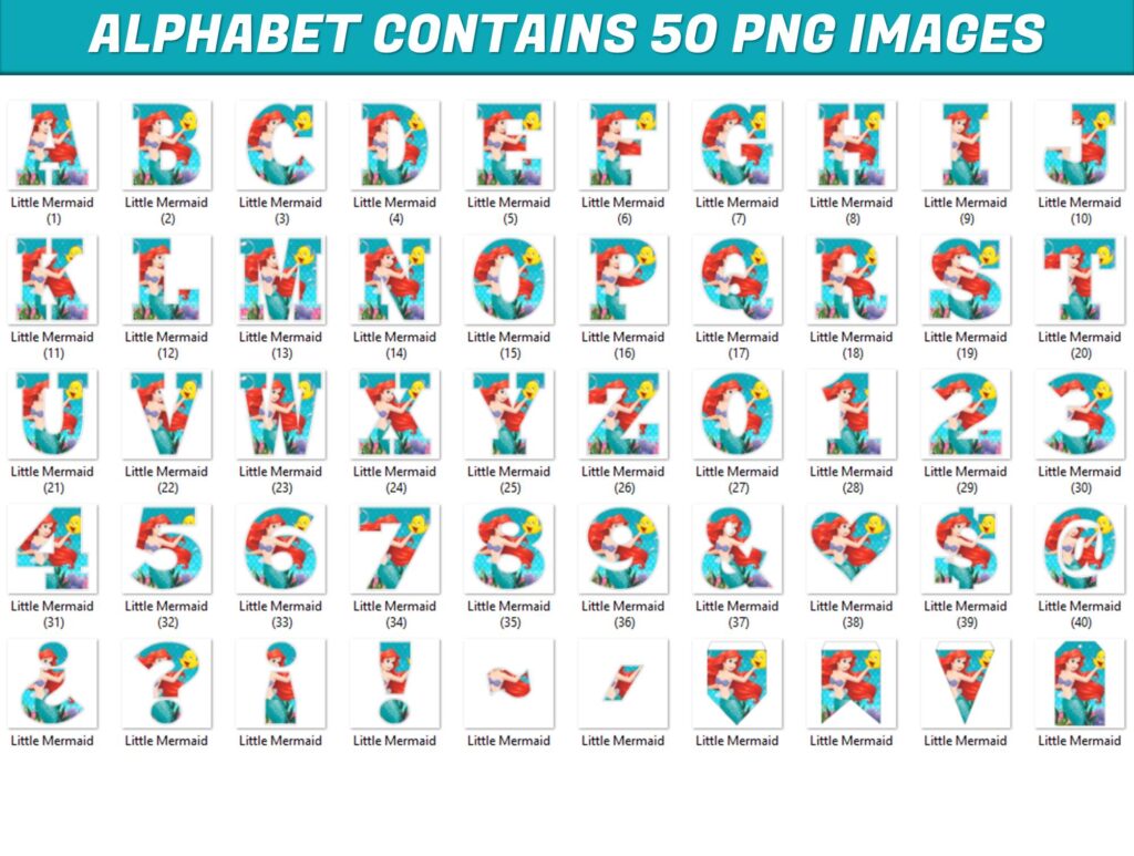 Little Mermaid Alphabet Letters png - MR ALPHABETS