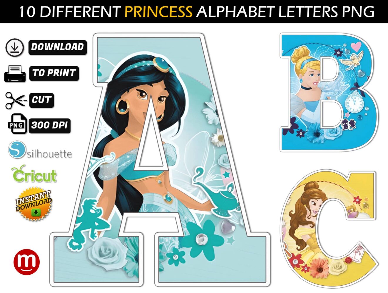 Pack - Princess Alphabet Letters - MR ALPHABETS