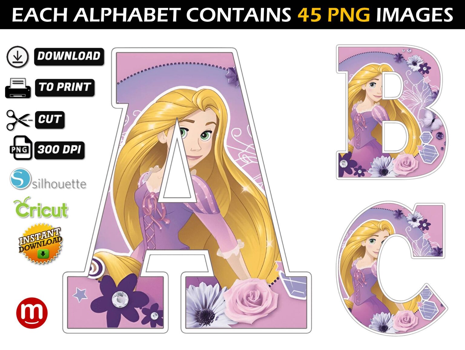 Pack - Princess Alphabet Letters - MR ALPHABETS