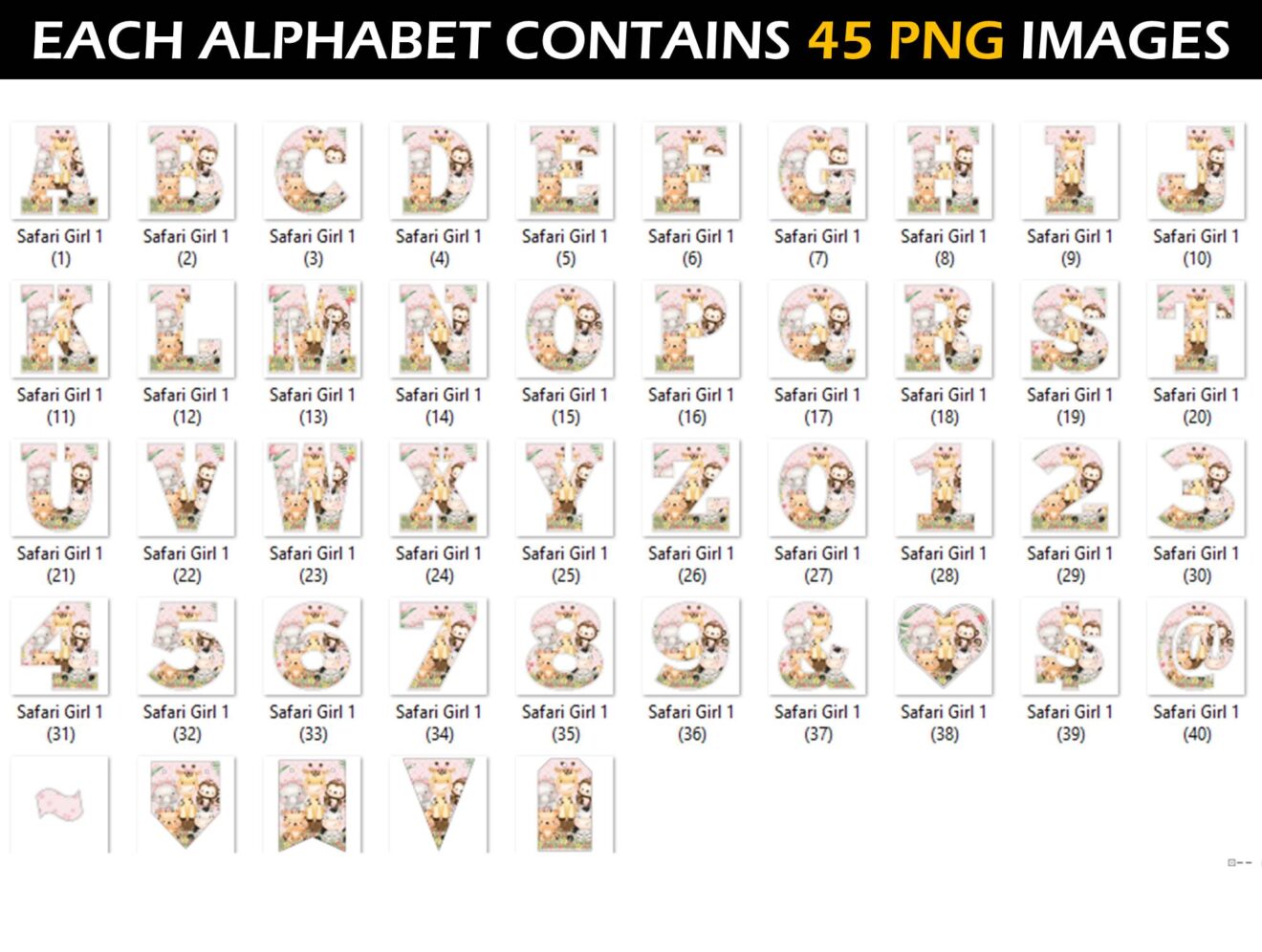 Pink Safari Alphabet Letters png - MR ALPHABETS
