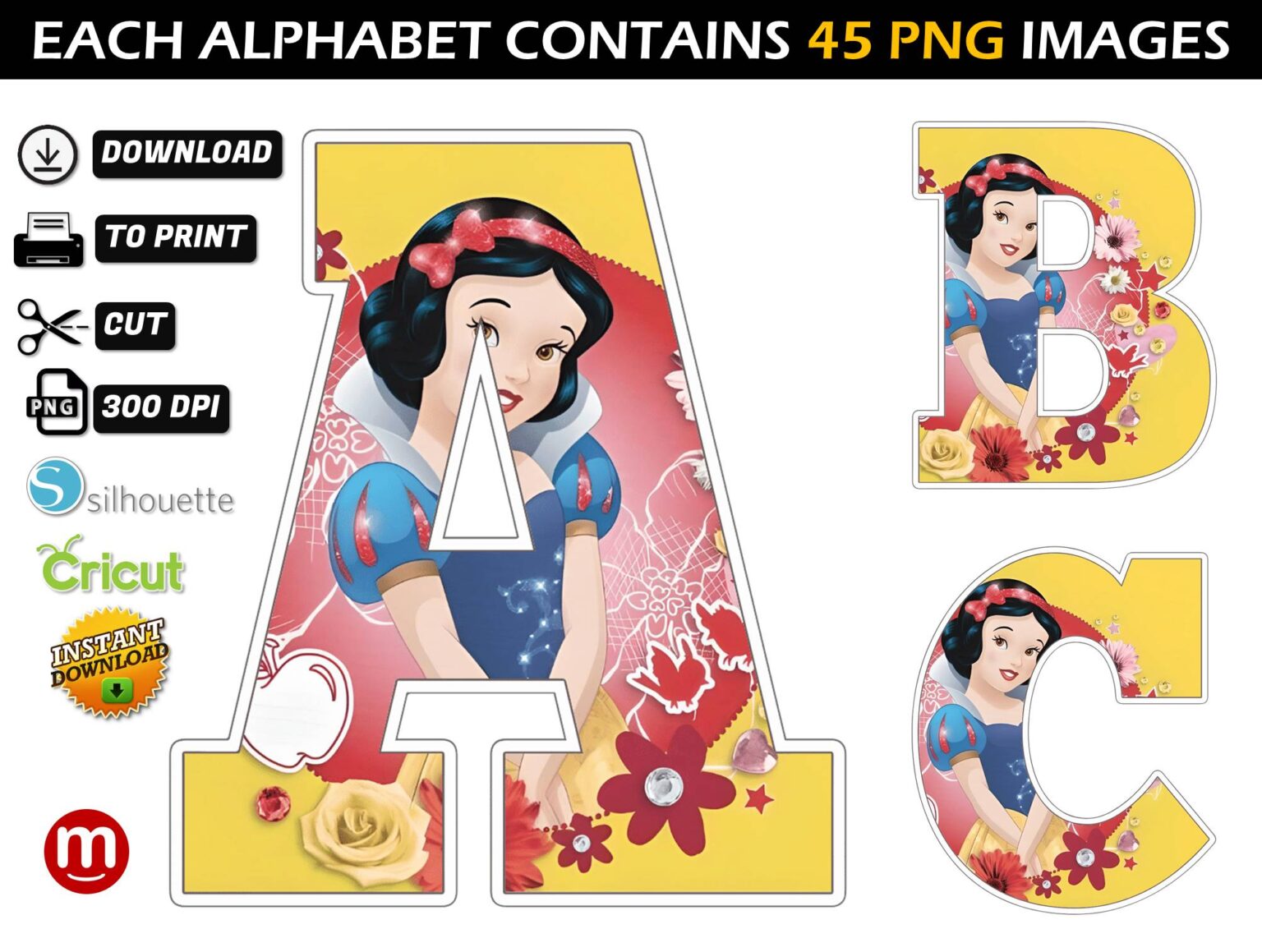 Pack - Princess Alphabet Letters - MR ALPHABETS