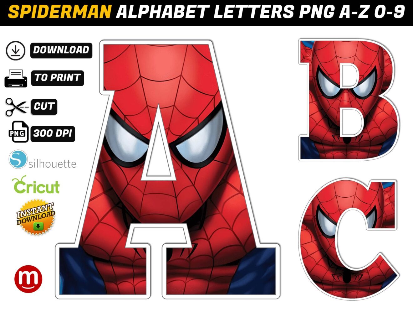 Spiderman Alphabet Letters png 4 - MR ALPHABETS