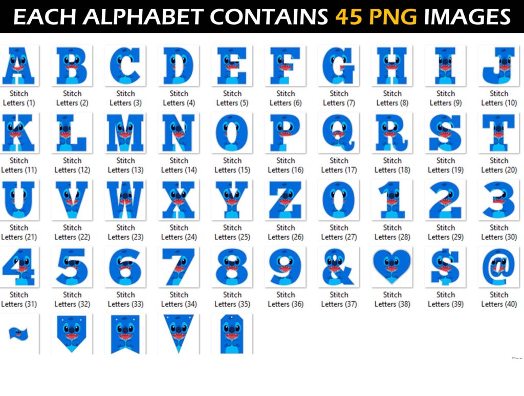 Stitch Alphabet Letters png - MR ALPHABETS