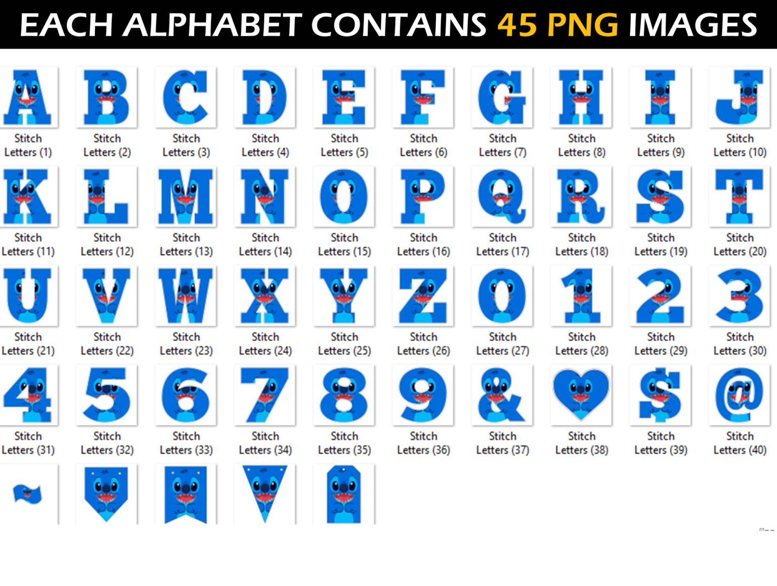 Stitch Alphabet Letters png - MR ALPHABETS