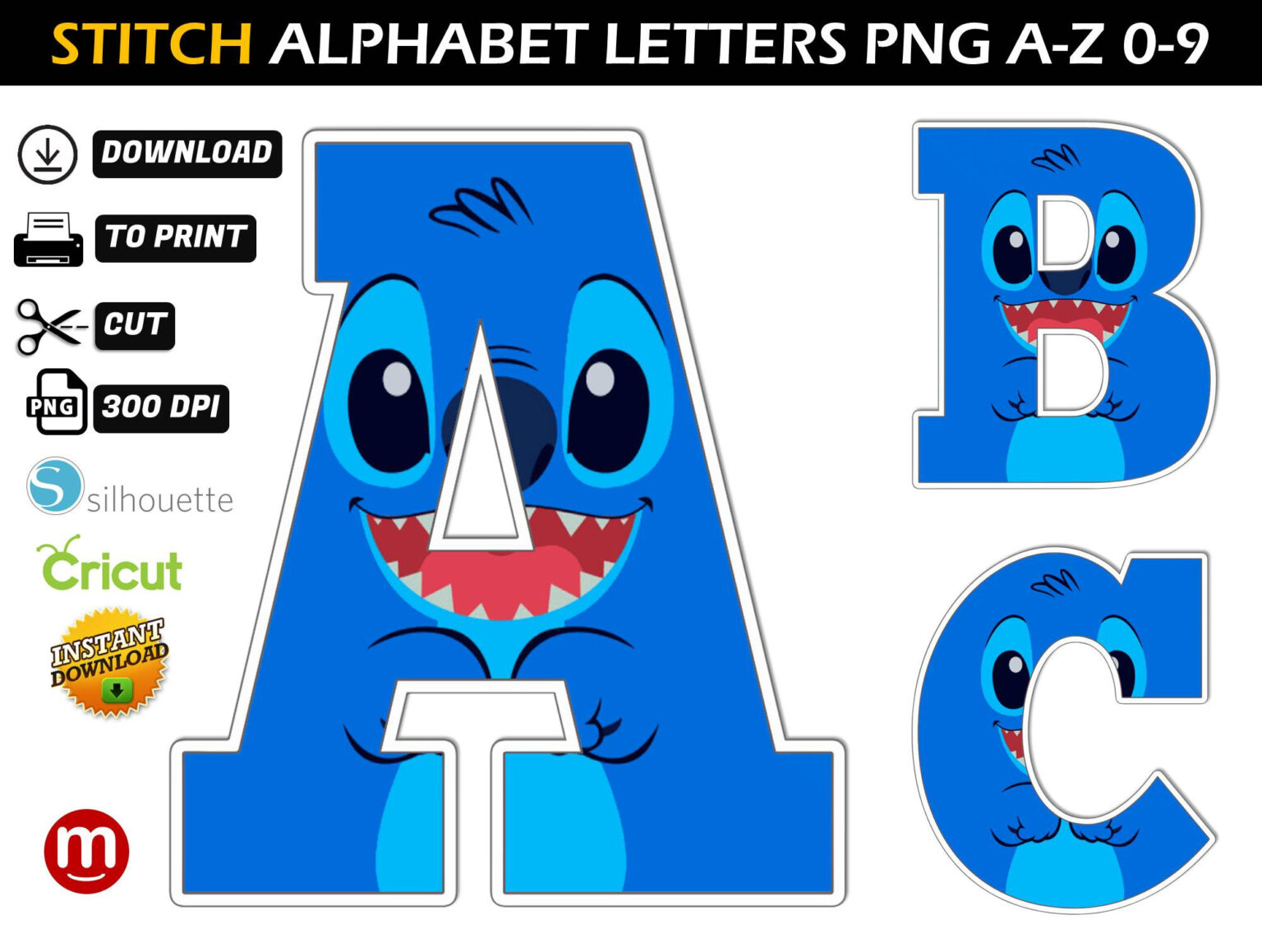 Stitch Alphabet Letters png - MR ALPHABETS
