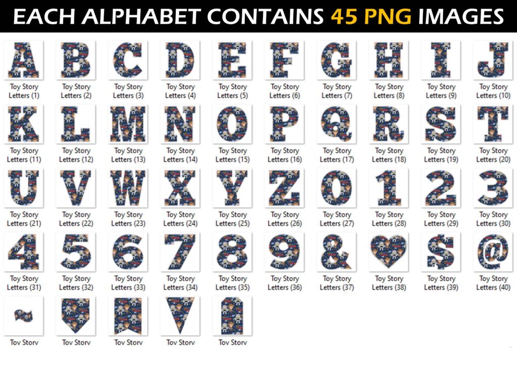Toy Story Alphabet Letters png 3 - MR ALPHABETS