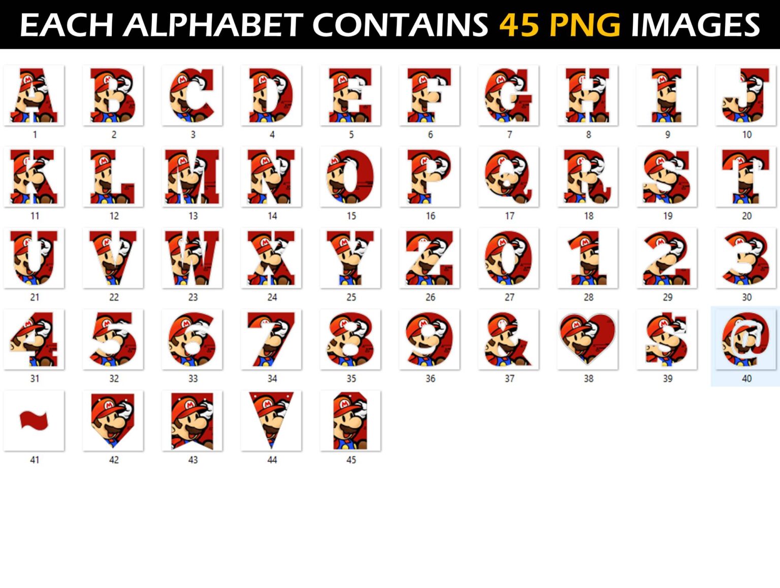 Super Mario Alphabet Letters png - MR ALPHABETS