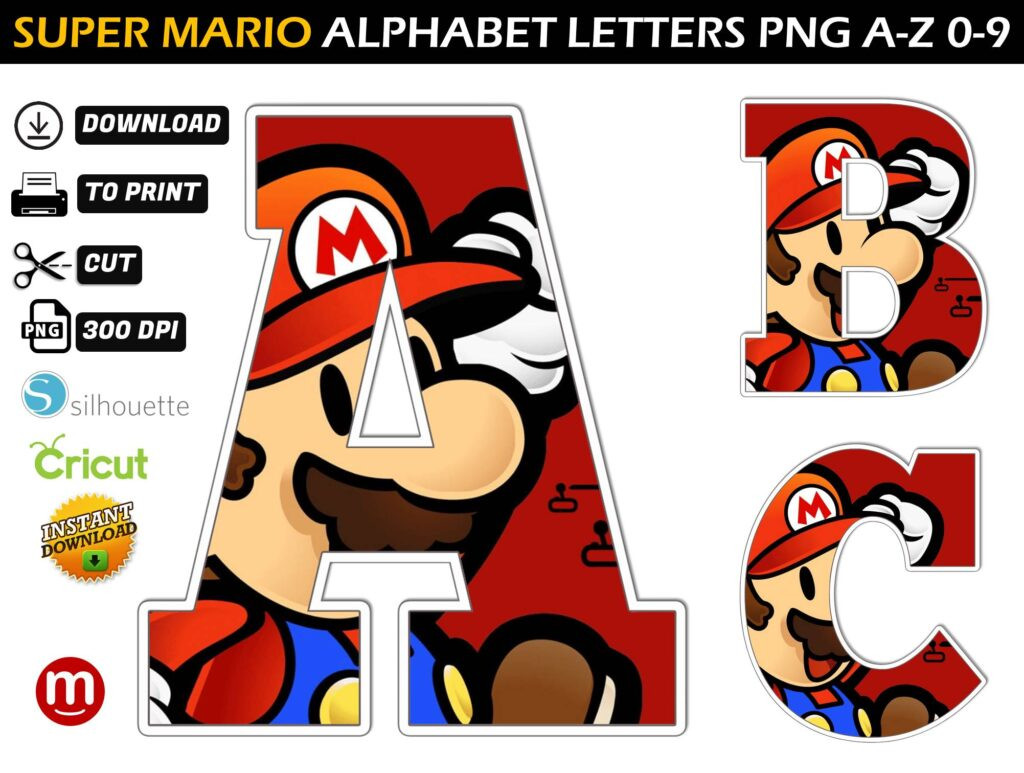 Super Mario Alphabet Letters png - MR ALPHABETS