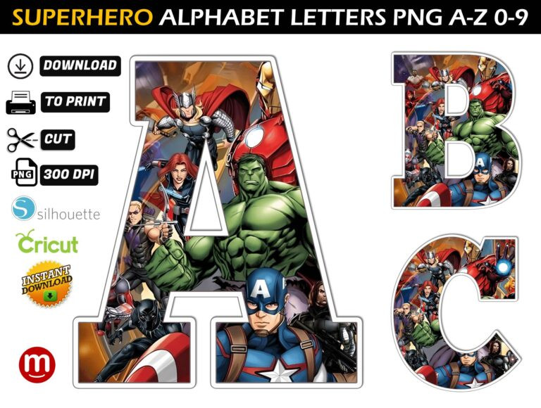 Superhero Alphabet Letters png 21 - MR ALPHABETS