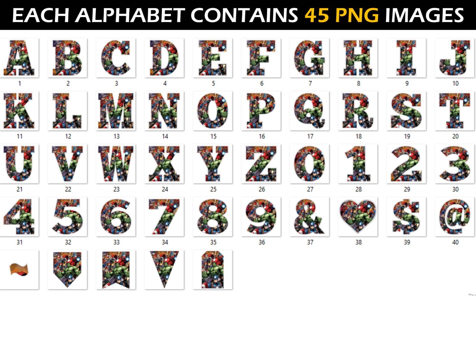 Superhero Alphabet Letters png 21 - MR ALPHABETS