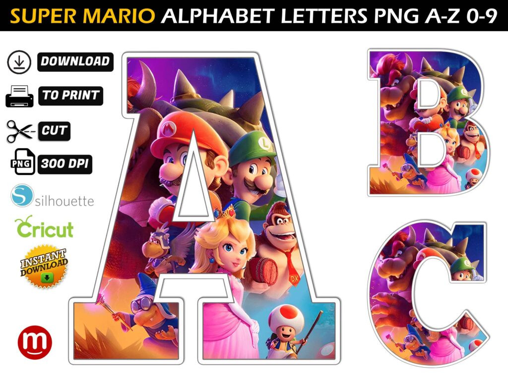 Super Mario Alphabet Letters png - MR ALPHABETS