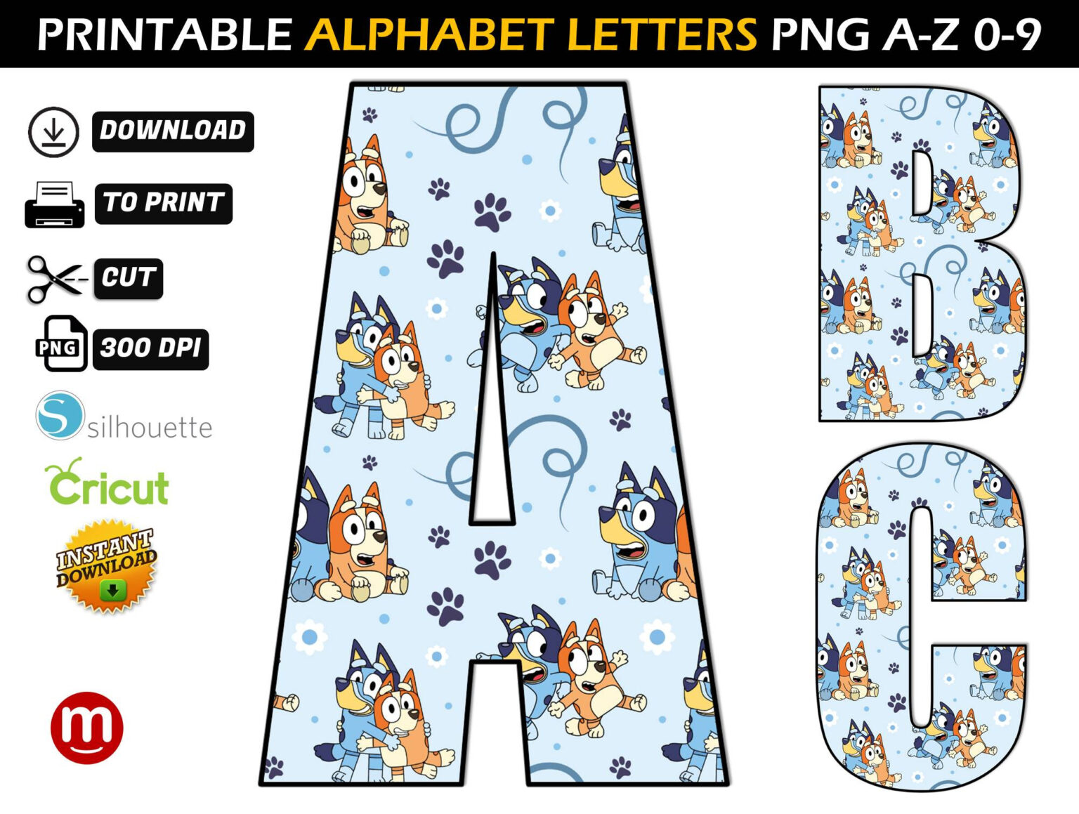 Bluey Alphabet Letters png - MR ALPHABETS