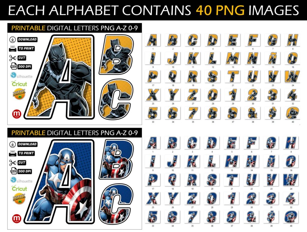 400 IMAGES - 10 Superhero Alphabets Different Backgrounds Png - MR ...