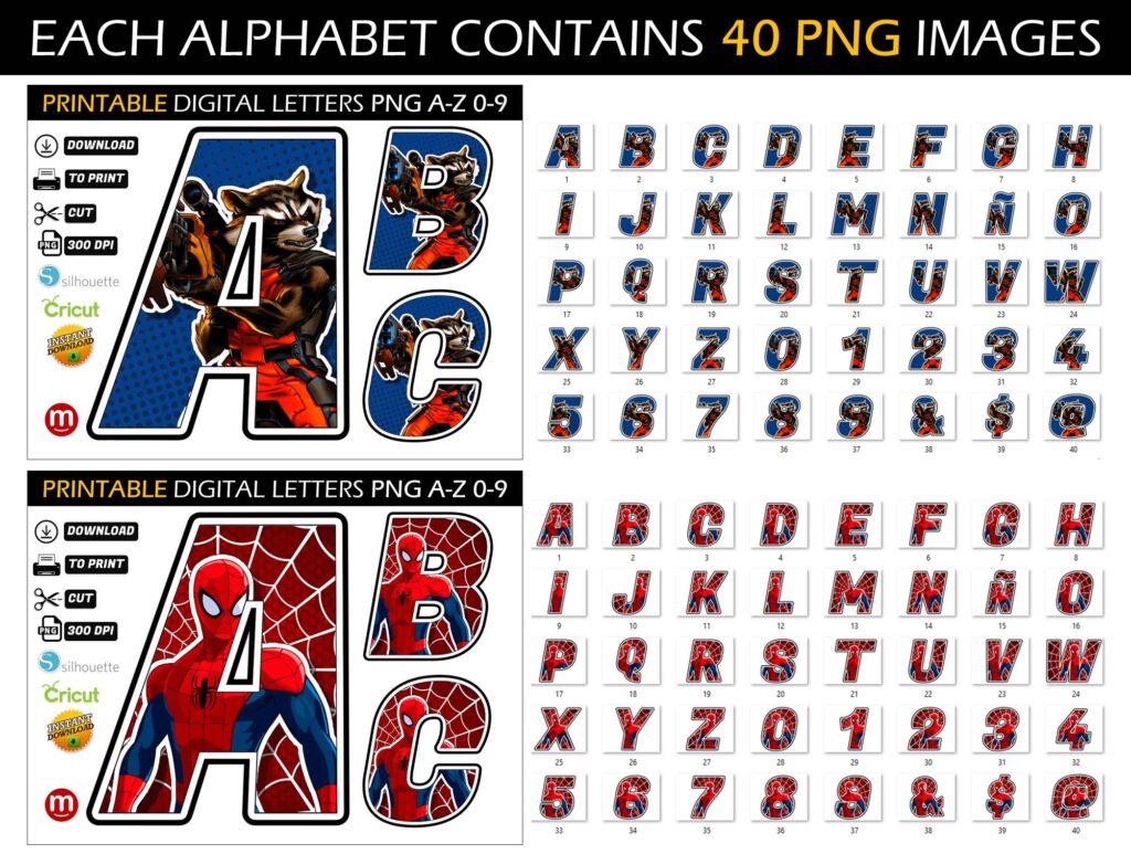 400 IMAGES - 10 Superhero Alphabets Different Backgrounds Png - MR ...