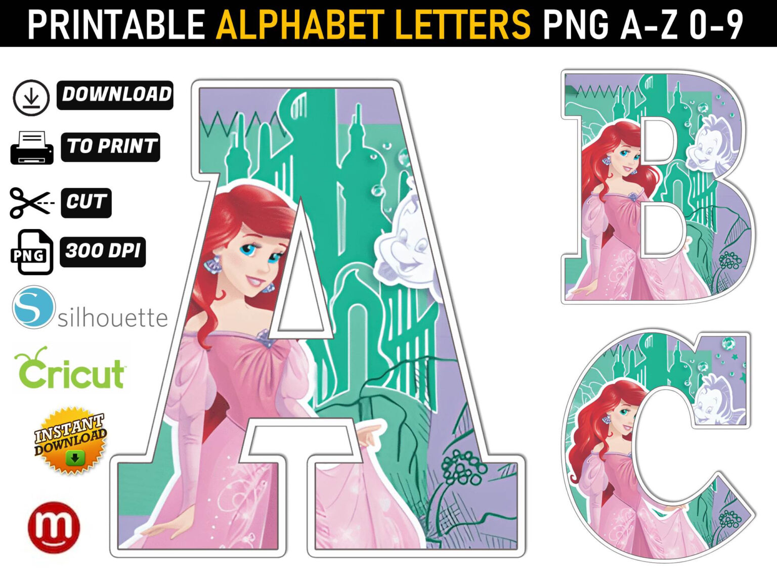 Tiana Princess Alphabet Letters png - MR ALPHABETS