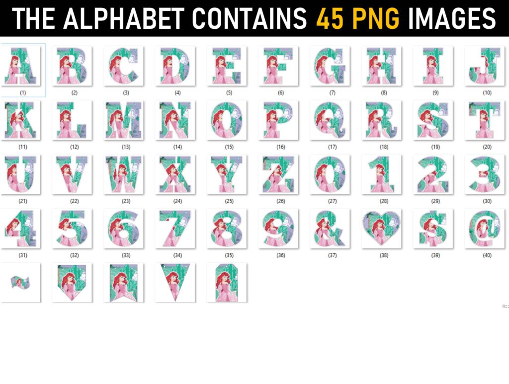Ariel Alphabet Letters png - MR ALPHABETS