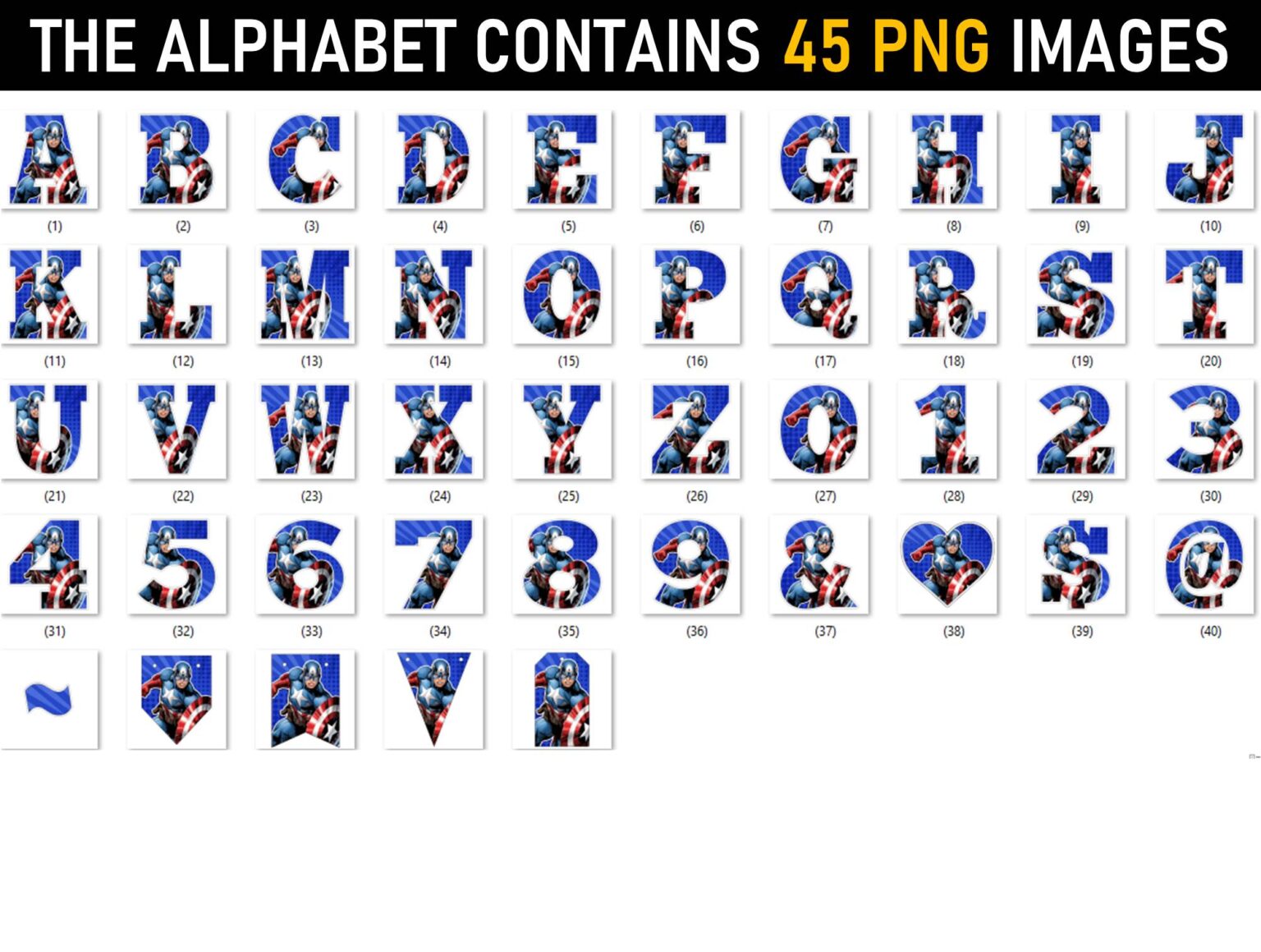 Captain America Alphabet Letters png - MR ALPHABETS